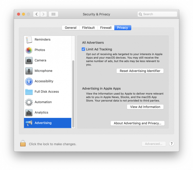 How to reset the Advertising Identifier on your Mac, iOS device, or Apple TV - The Mac Security Blog