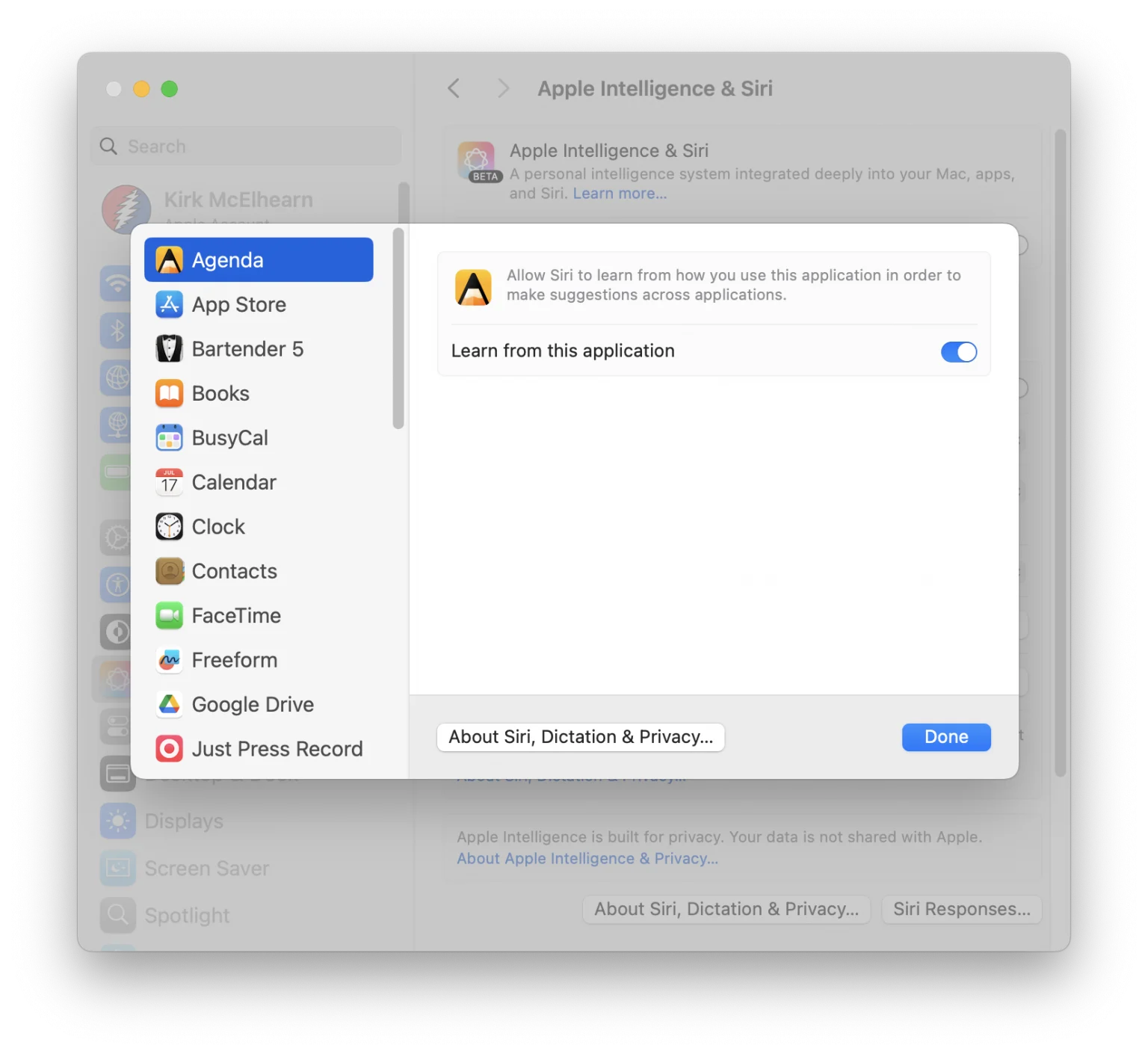 No, Siri's "Learn from this App" setting is not sending your data to ...